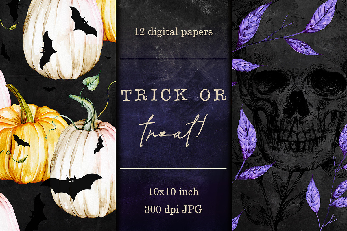 12 Halloween digital papers, a Pattern Graphic by PixelJungle