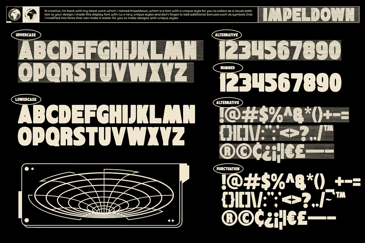 Impeldown Display Font & Symbols, a Symbol Font by Tegh co.