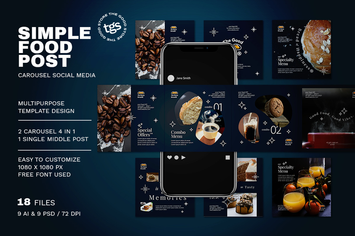 Food Carousel Social Media Pack, a Social Media Template by The Good Store