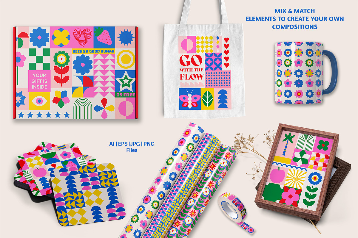 Bright Geometric Pattern & Shapes, an Object Graphic by Essentially Nomadic