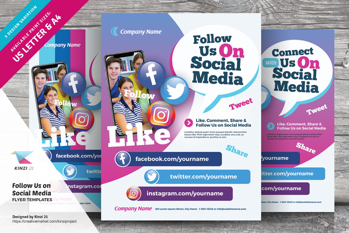 Follow Us on Social Media Flyers, a Flyer Template by kinzi21