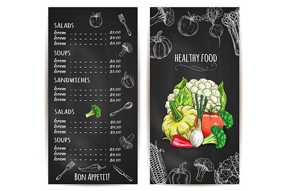 Vegetarian healthy food menu, a Background Graphic by Vector Tradition