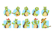 Cartoon turtles avatars. Greetings, a Background Graphic by Onyx