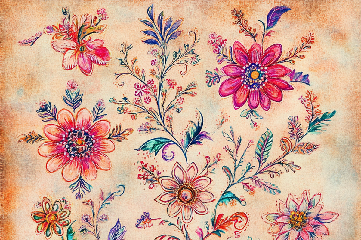 Vintage floral embroidery pattern