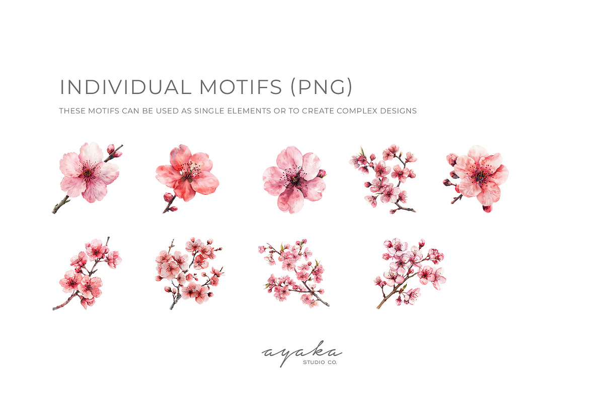 SAKURA Seamless Pattern & Motifs, a Pattern Graphic by AYAKA Studio Co.