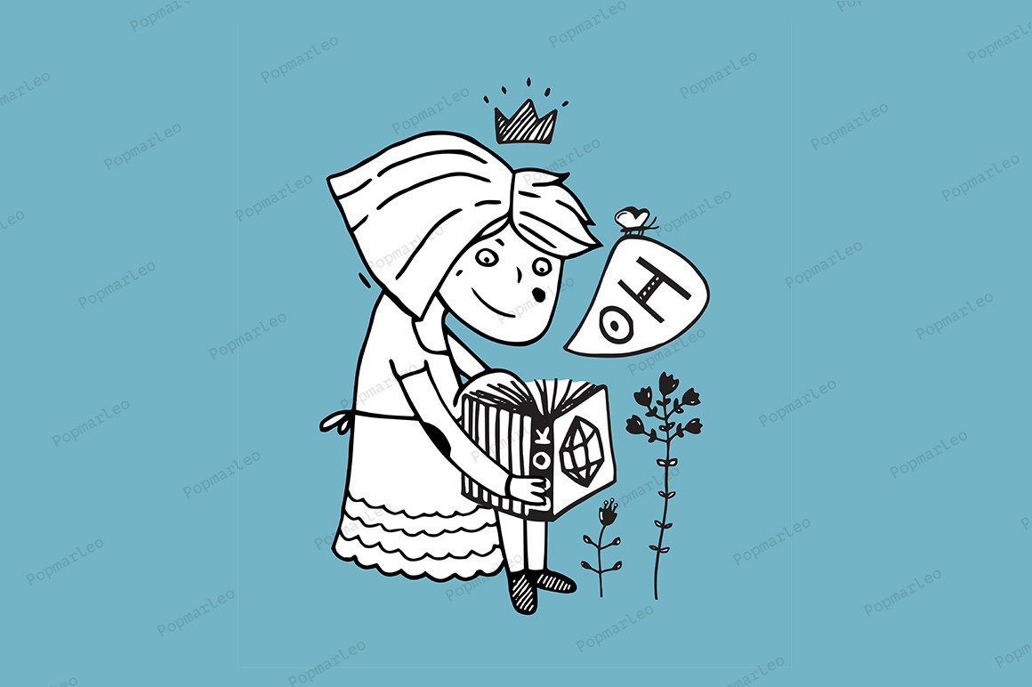 Cute princess girl reading book, an Education Illustration by Popmarleo ...