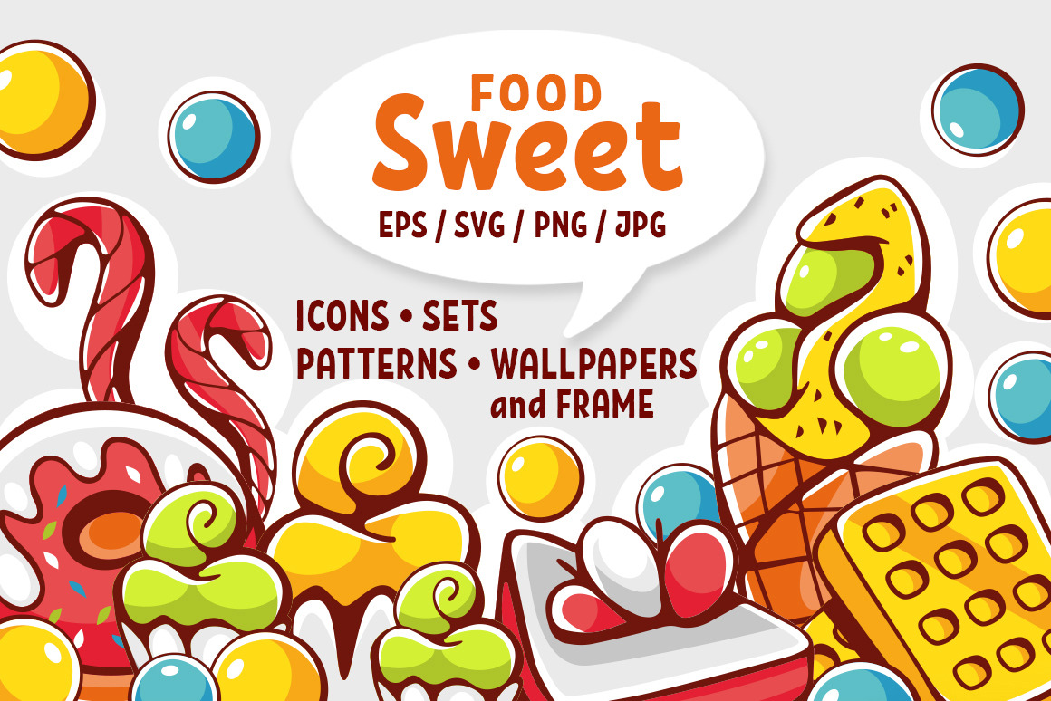 Sweets Cartoon Illustrations set, a Food Illustration by XiuKab