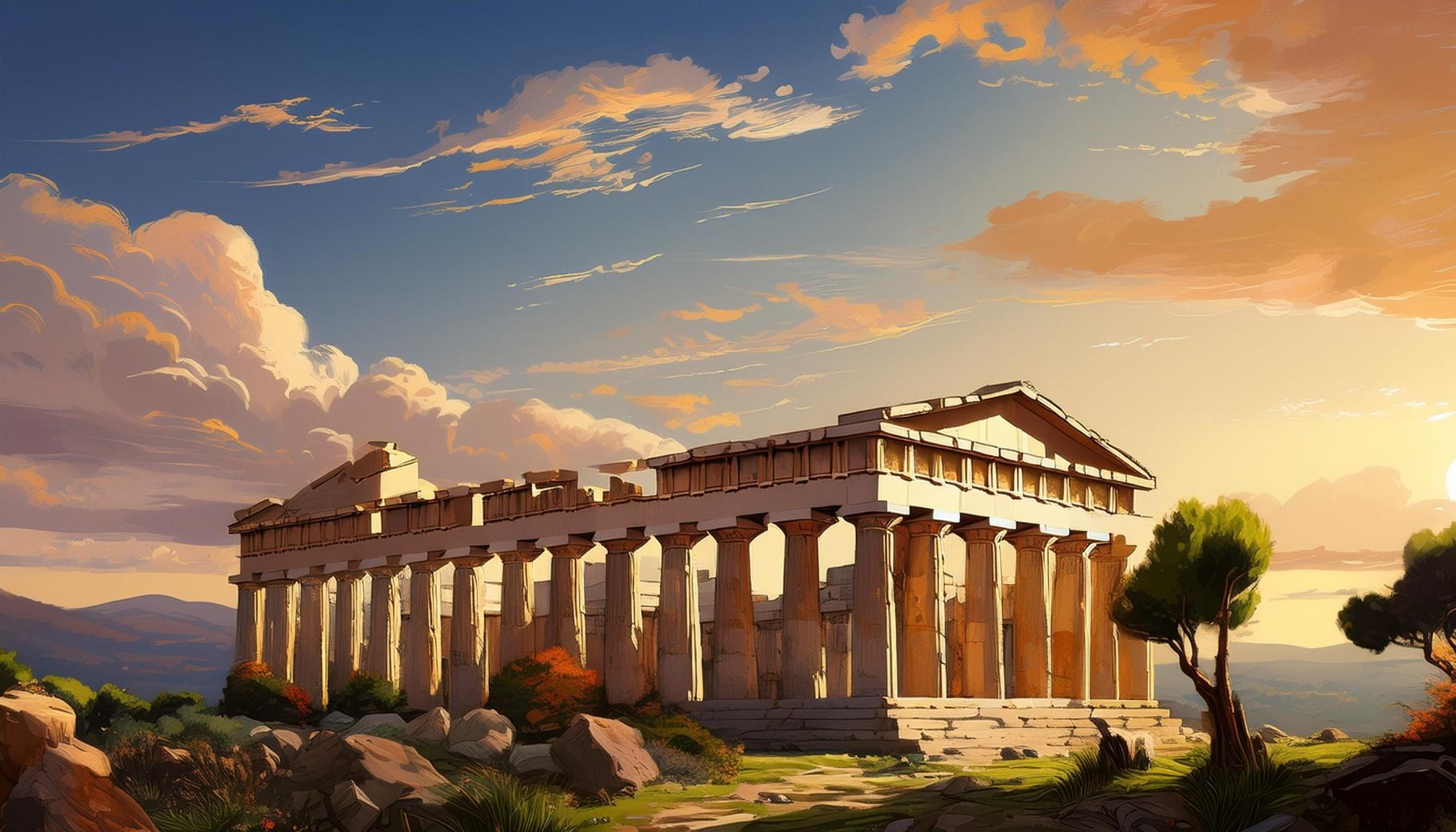 ancient greek ruins, AI generated, a Photo by WorldPhotos
