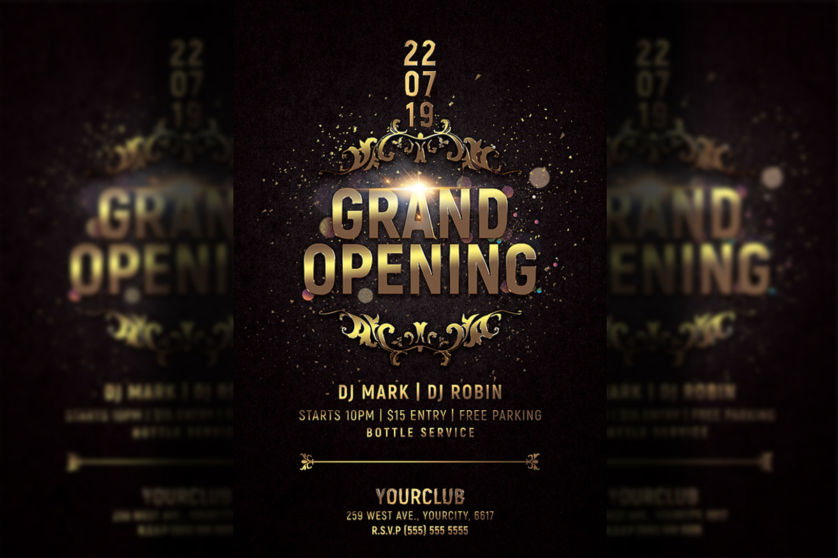 Grand Opening Party Flyer, a Flyer Template by Hotpin | Creative Market