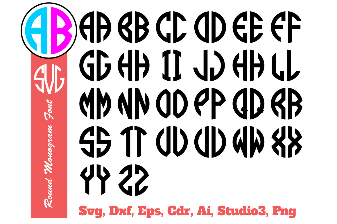 Circle Monogram 2 Letter Alphabet, an Illustration by DimShop ...