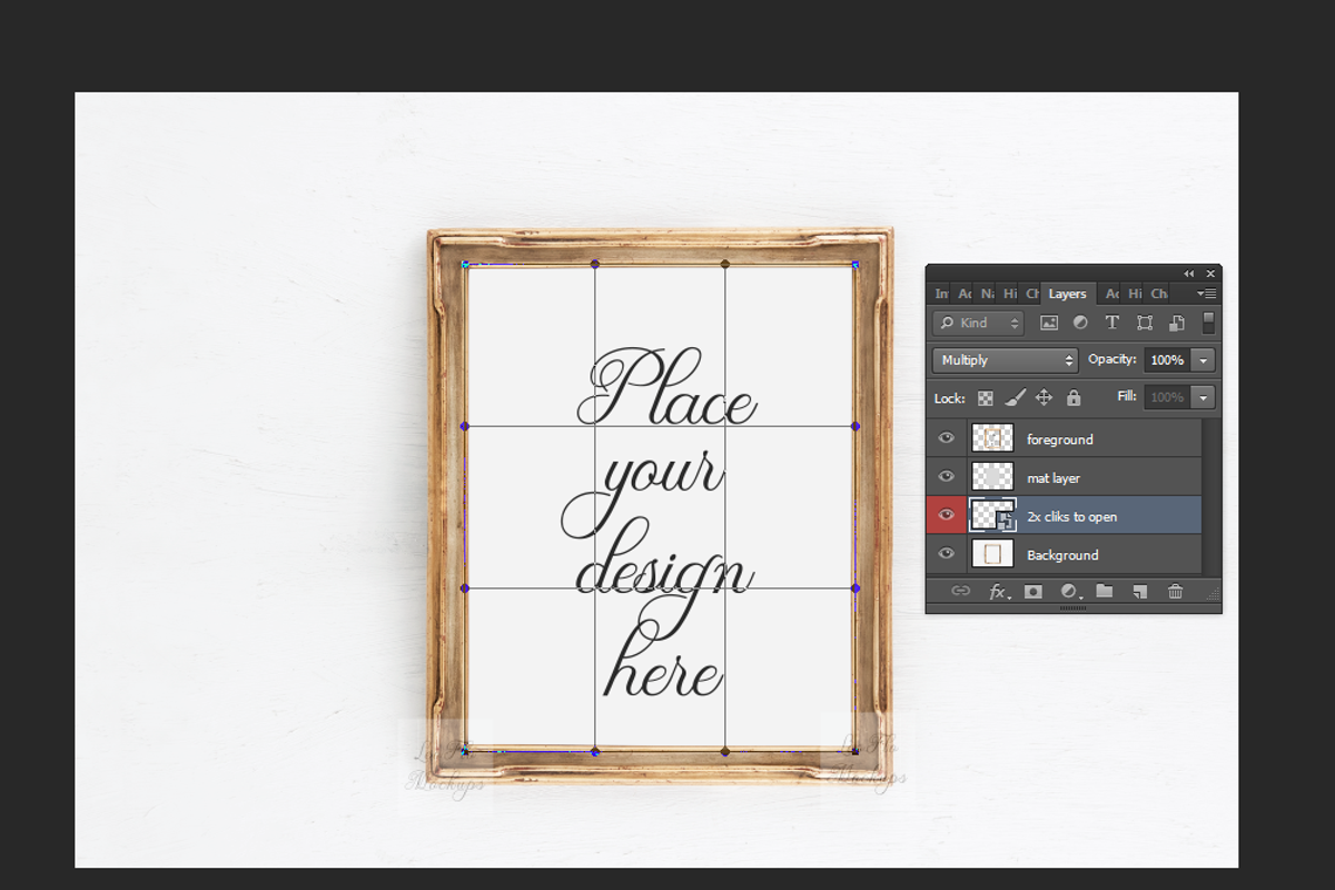 Gold frame vintage photo mockup psd, a Print Template by Leo Flo Mockups
