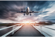 Airplane in motion with blurred background, a Transportation Photo by ...