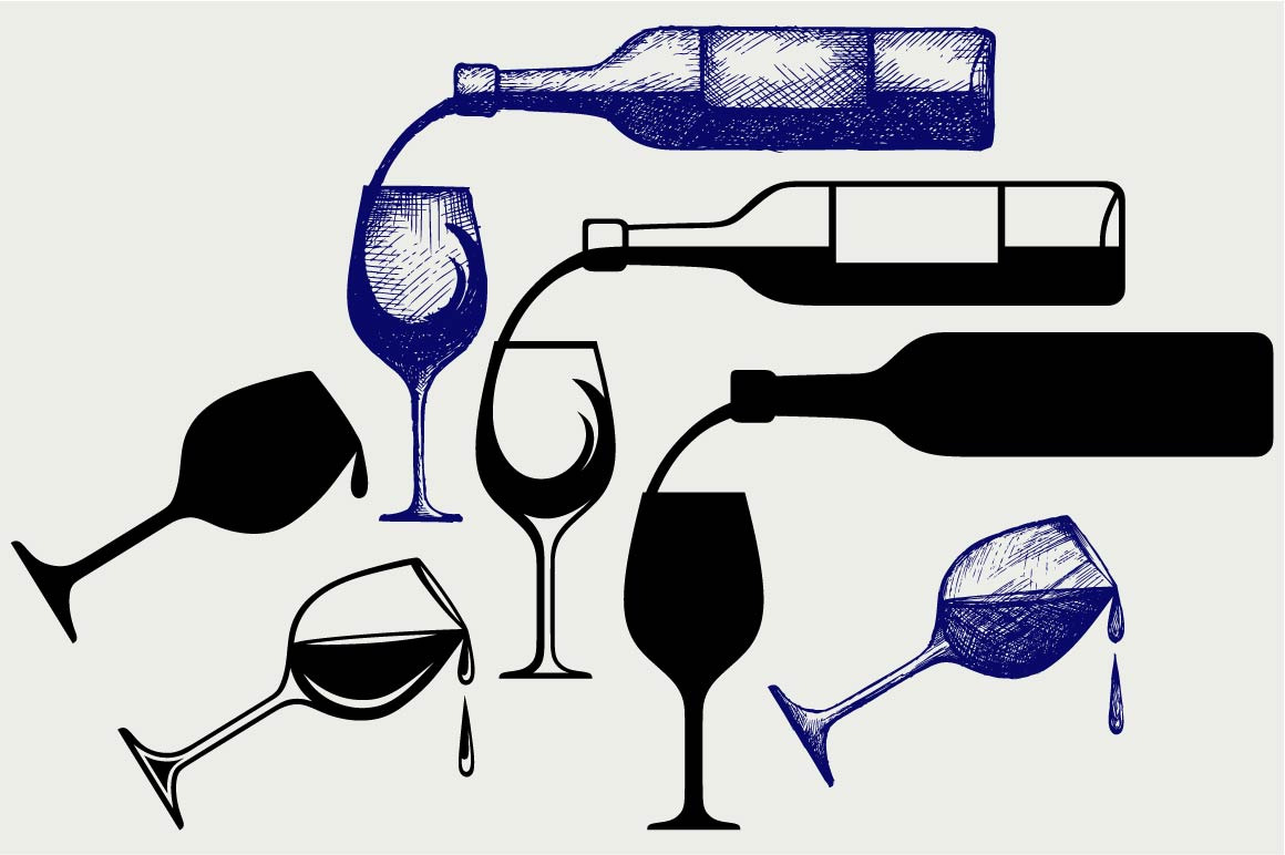 Wine pouring SVG, an Outline Icon by LineworkStock