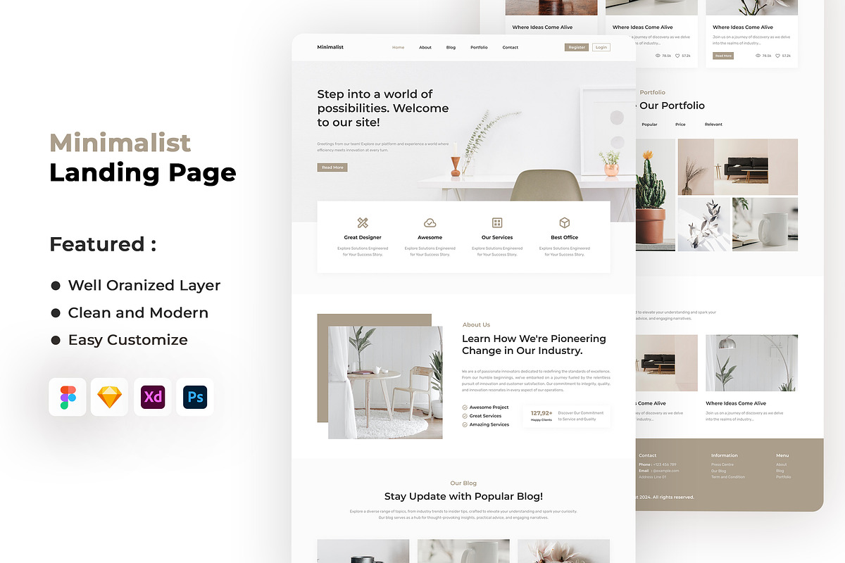 Minimalist Landing Page, an UI Kit Template by ENATIVE