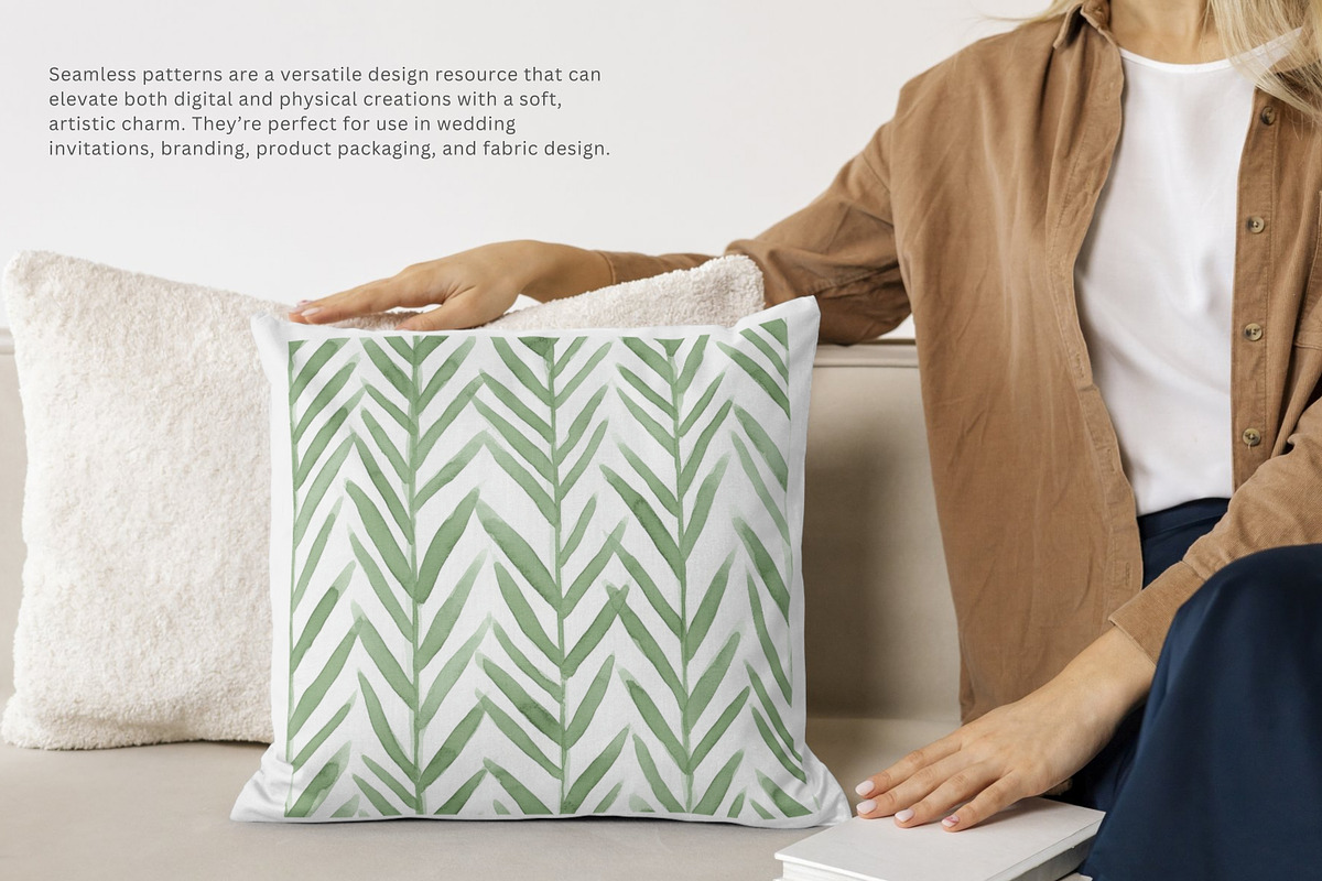 sage green leaf seamless pattern