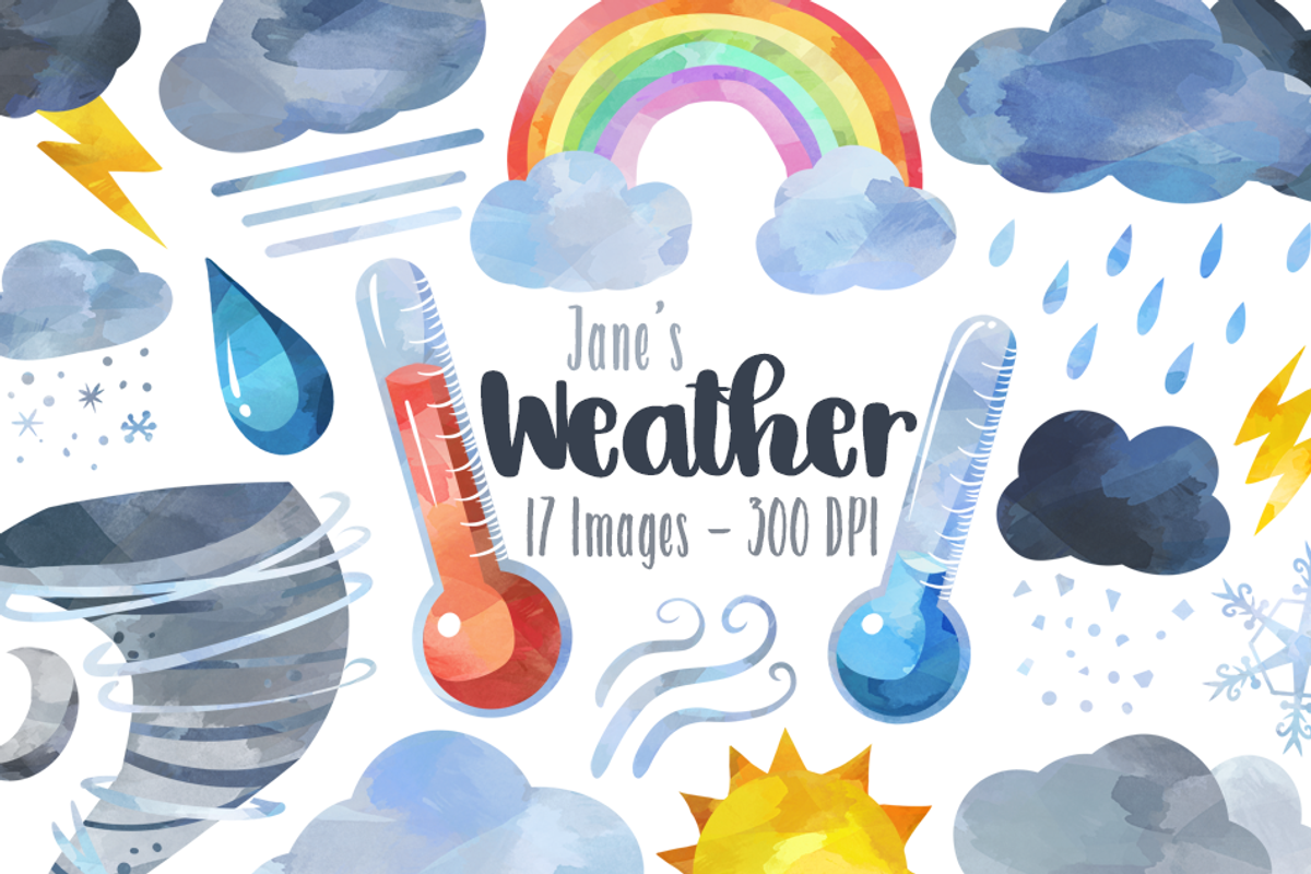 Watercolor Weather Clipart, an Education Illustration by DigitalArtsi