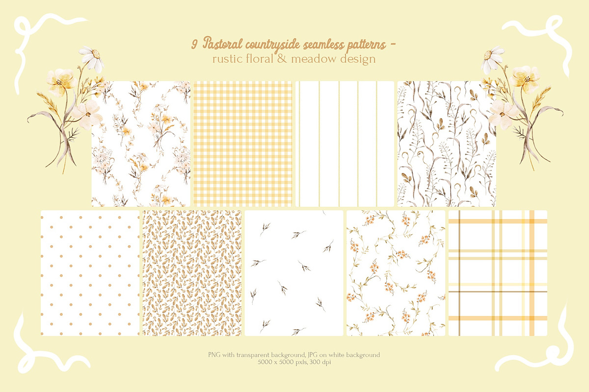 Rustic Countryside Seamless Patterns