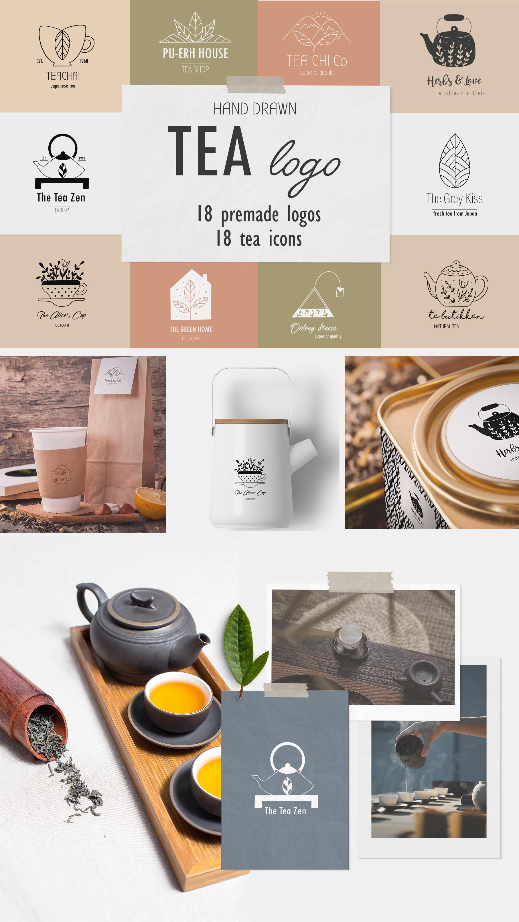 Tea logo set, a Branding & Logo Template by Alisovna