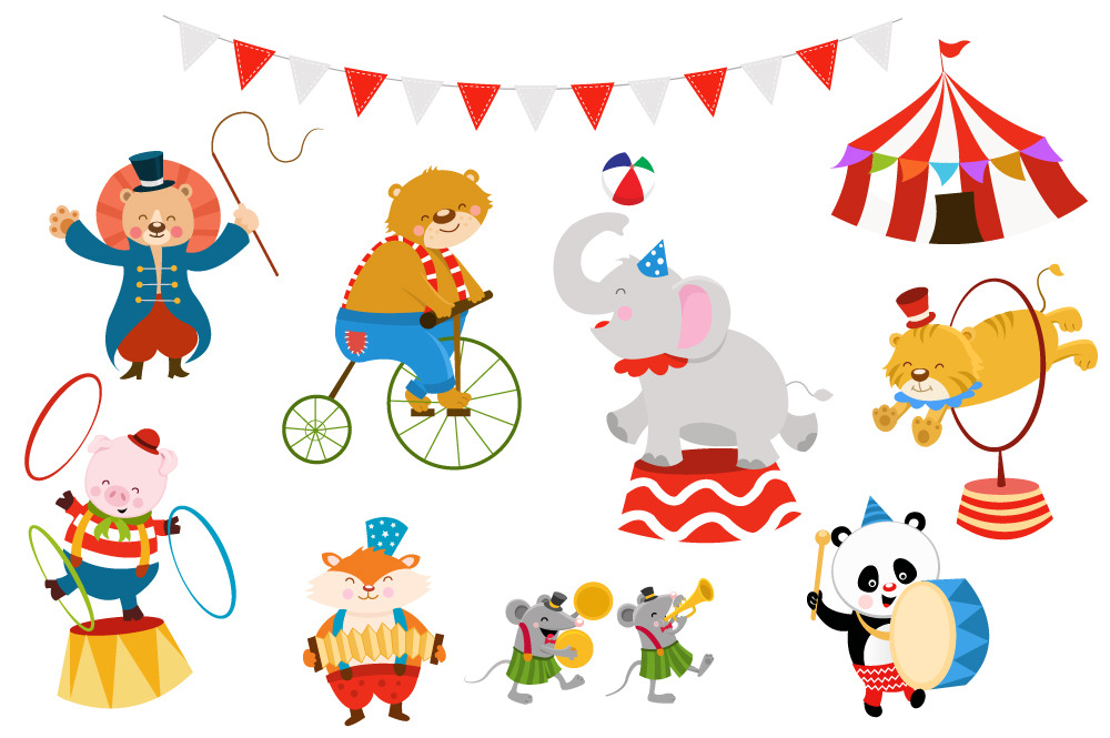 Cute Circus Animal Set, an Animal Illustration by pinipin