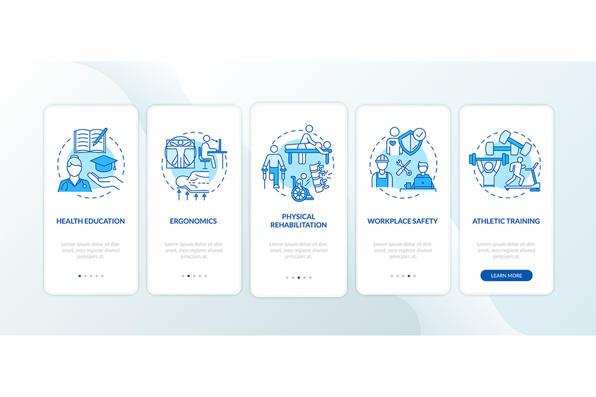 Health education mobile app pages, a Templates & Theme by IMG visuals icons