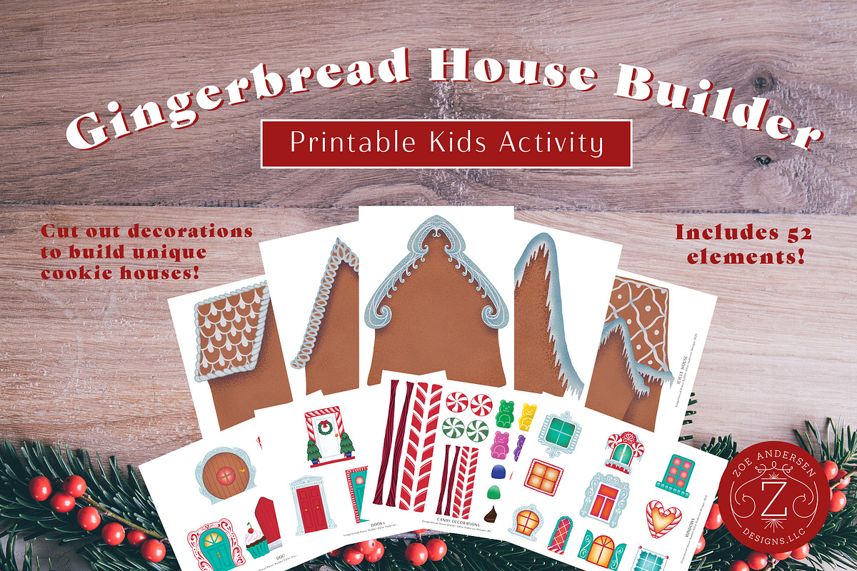 Printable Gingerbread House Builder, an Object Graphic by The Digital ...