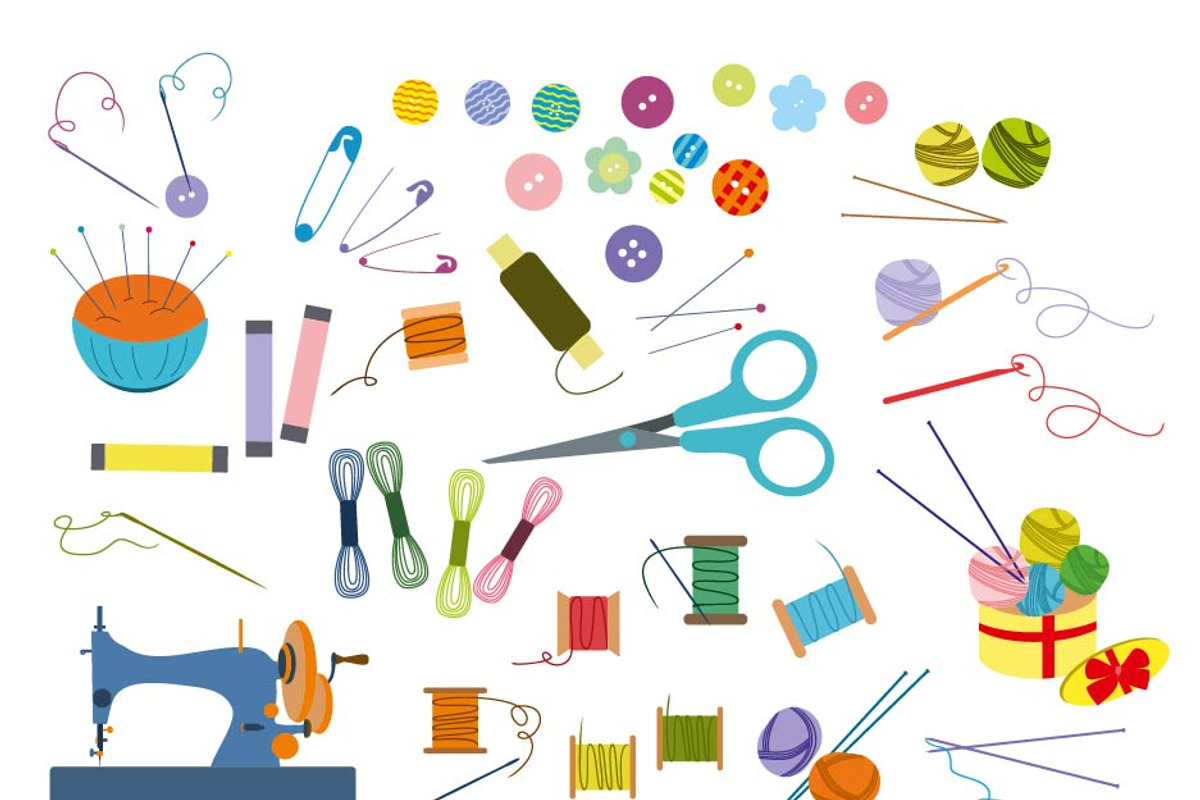 Sewing clip art vector set, a Graphic by Svetlana Voloshina