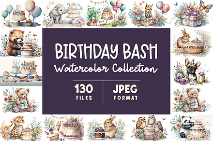 Watercolor Clip Art - Happy Birthday | Decorative Illustrations ...