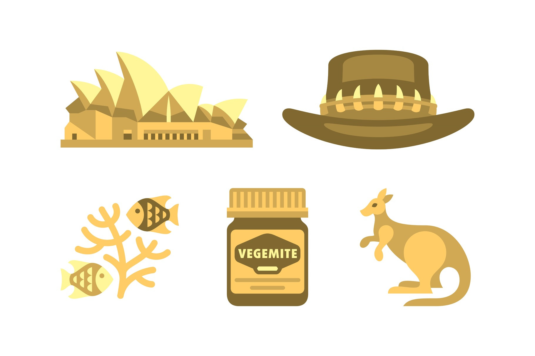 Australian national symbols set, an Object Graphic by TopVectors