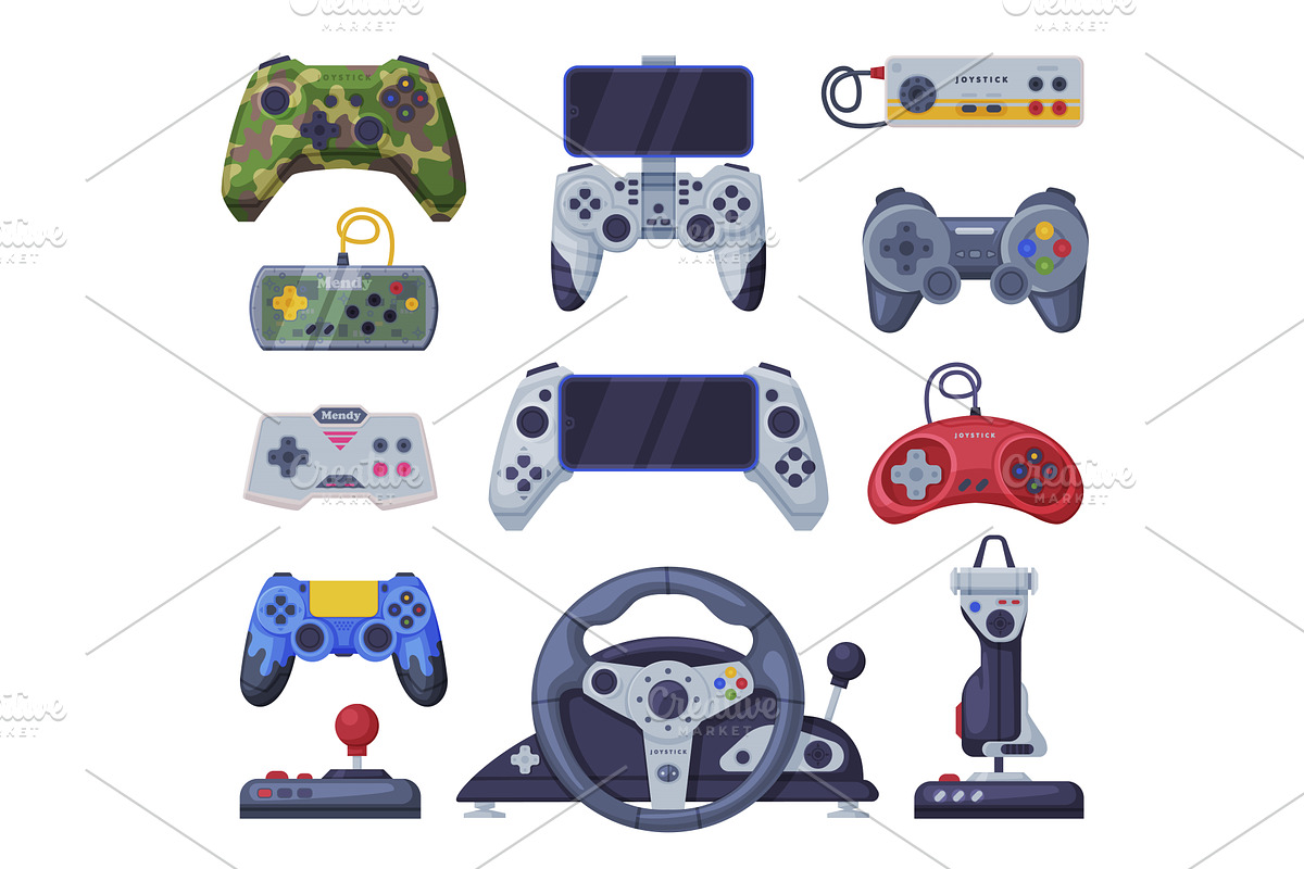 Set of Game Console Controllers, an Object Illustration by TopVectors ...