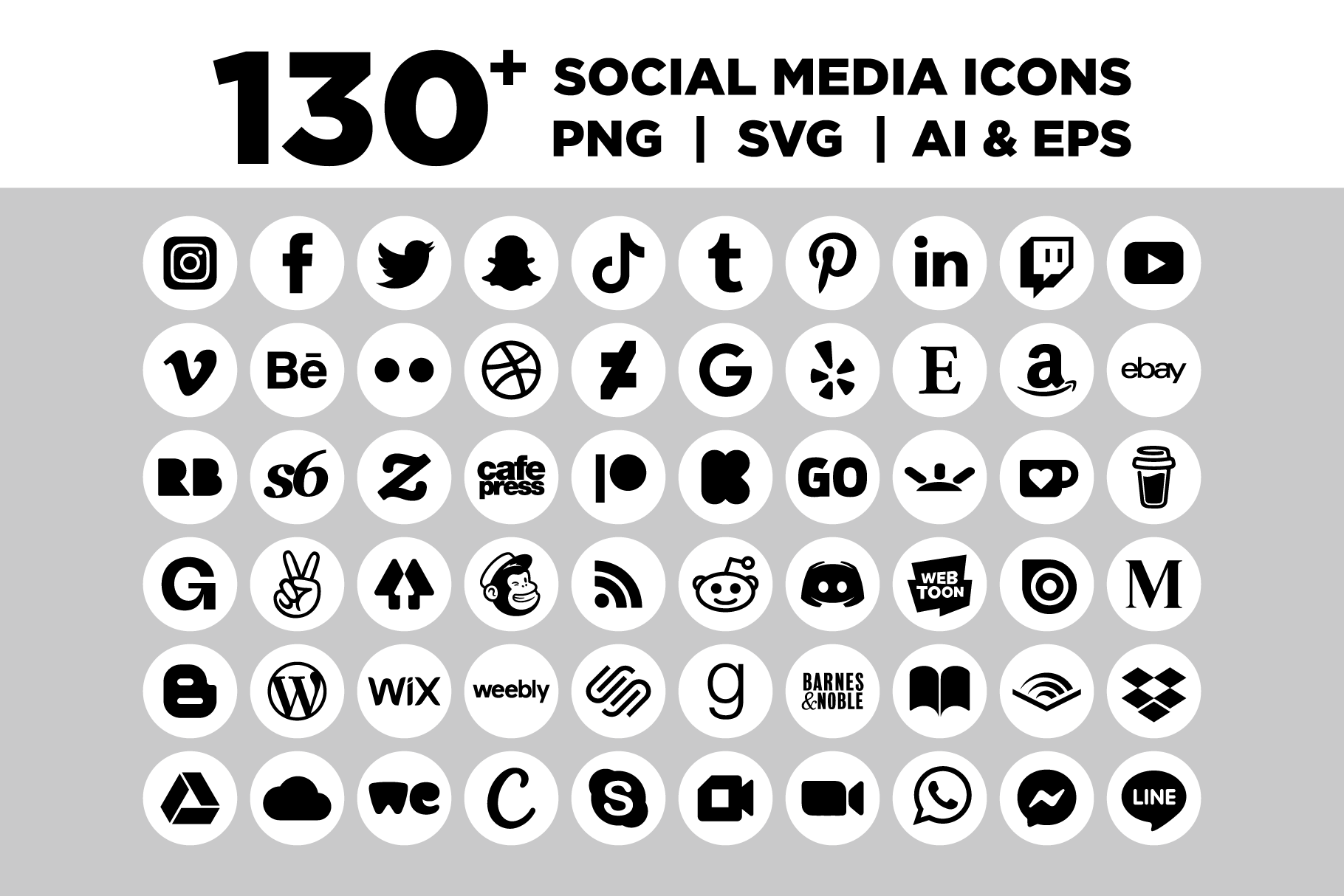 White Circle Social Media Icons Set, an Icon by Running With Foxes
