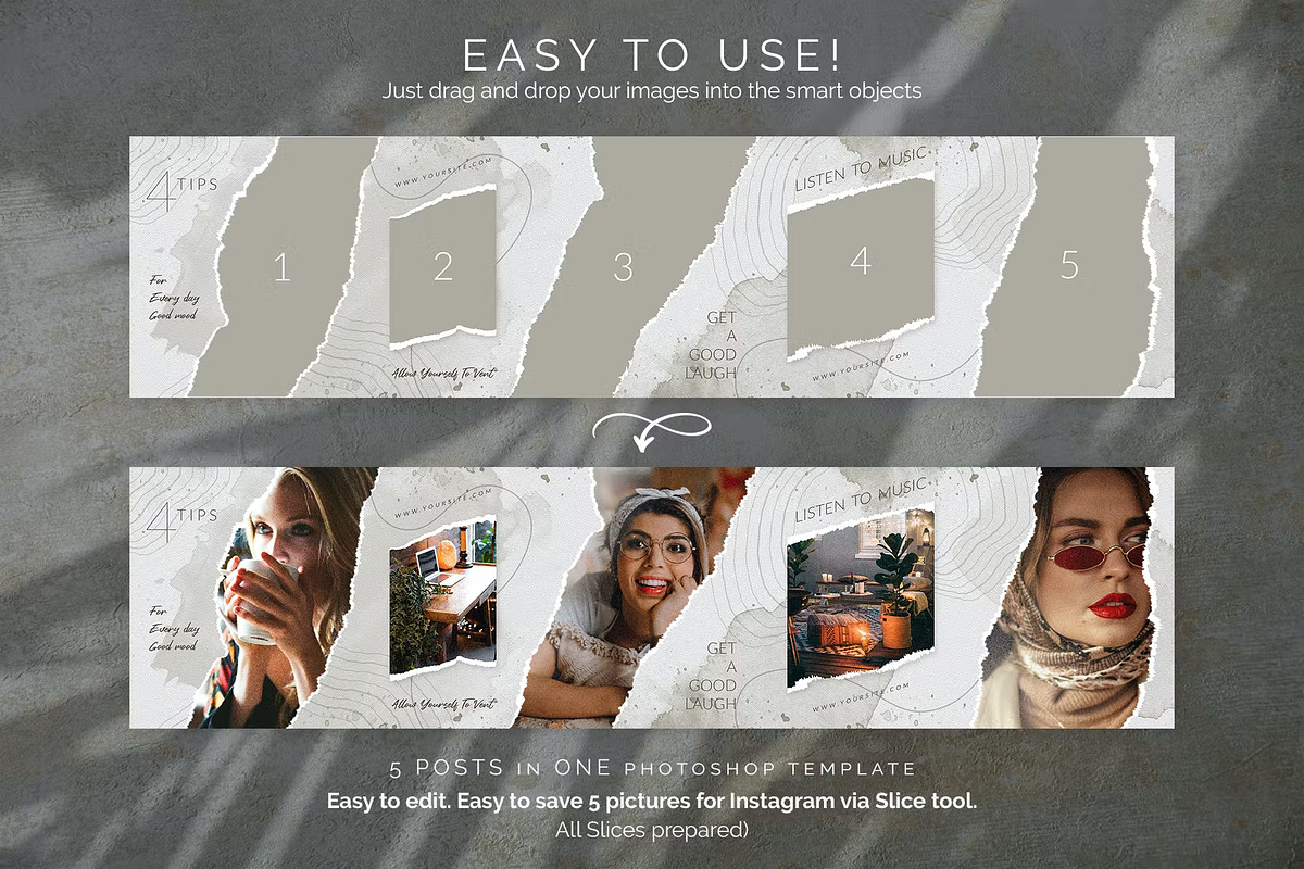 Torn Paper Instagram Carousel, a Social Media Template by Andrew Skoch ...