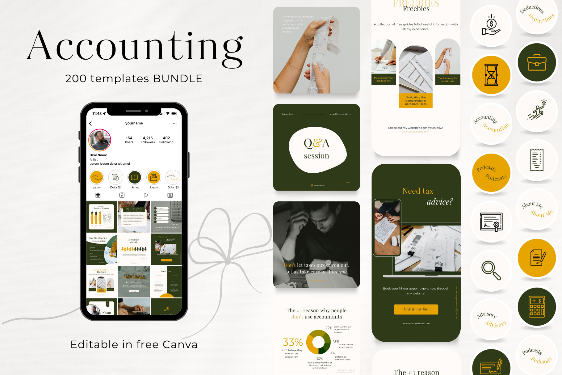 200 Accounting Bookkeeping BUNDLE, a Social Media Template by PatternLab.