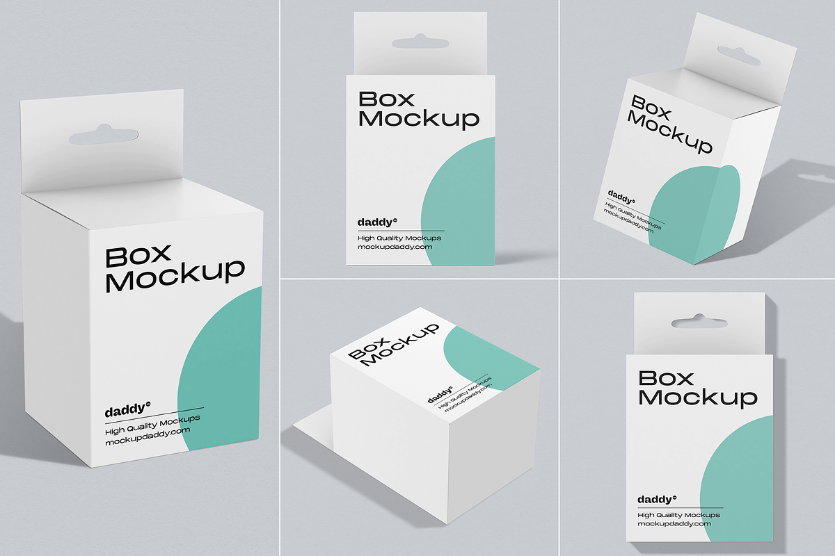 Square Hanger Box Mockup, a Packaging Mockup by Mockupdaddy