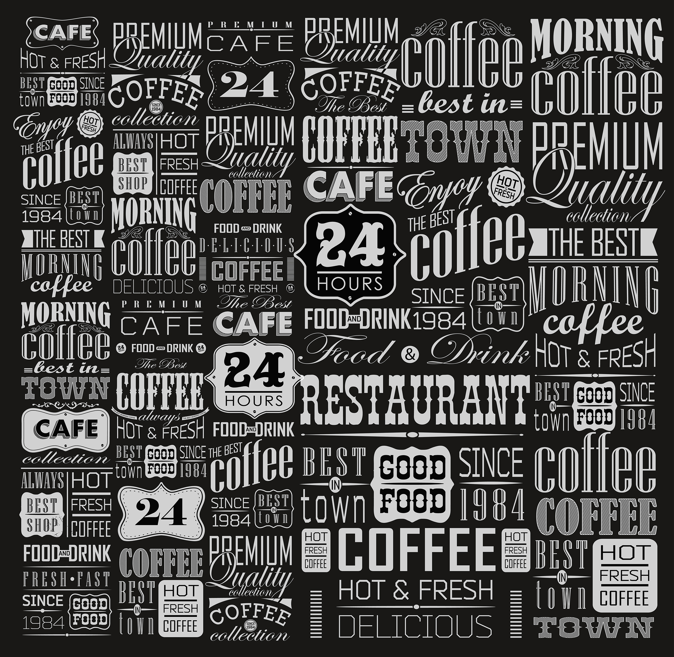 Coffee typography set, a Decorative Illustration by Merfin