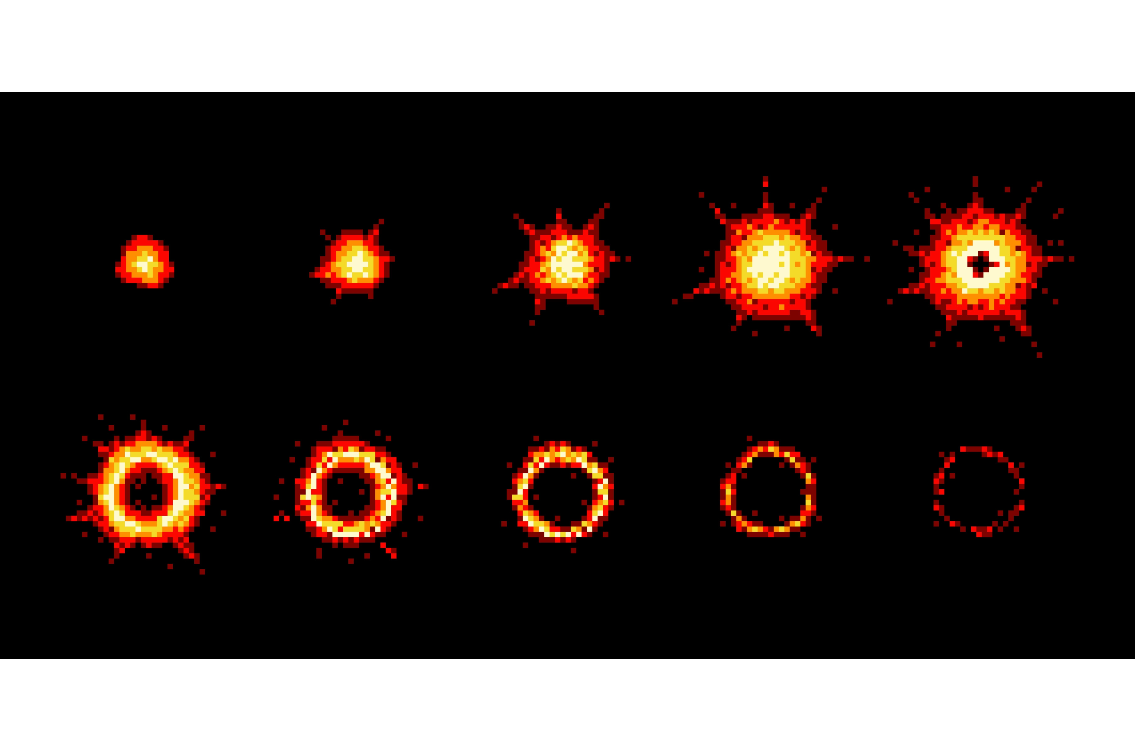 Pixel art explosion, boom or burst | Object Illustrations ~ Creative Market