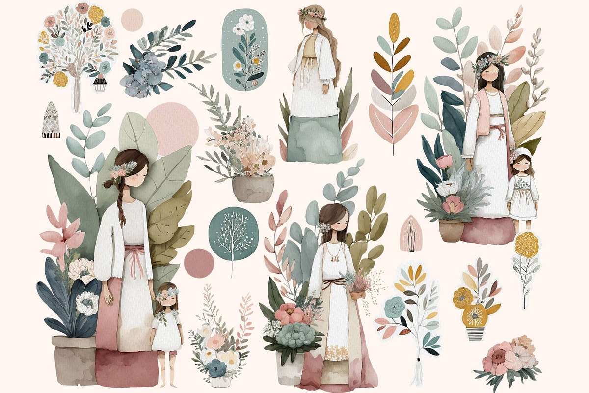 Boho Momma Clipart Collection, a Graphic by JBArt Clipart