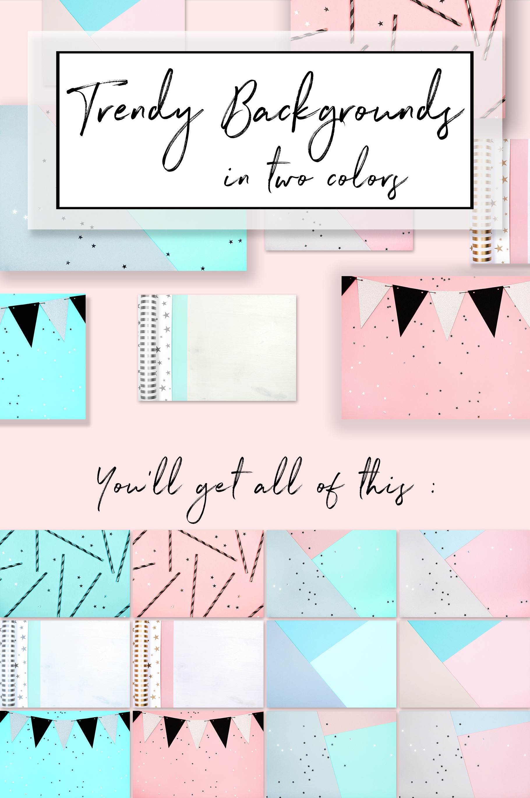 Trendy backgrounds in two colors, a Social Media Template by Anna Efetova