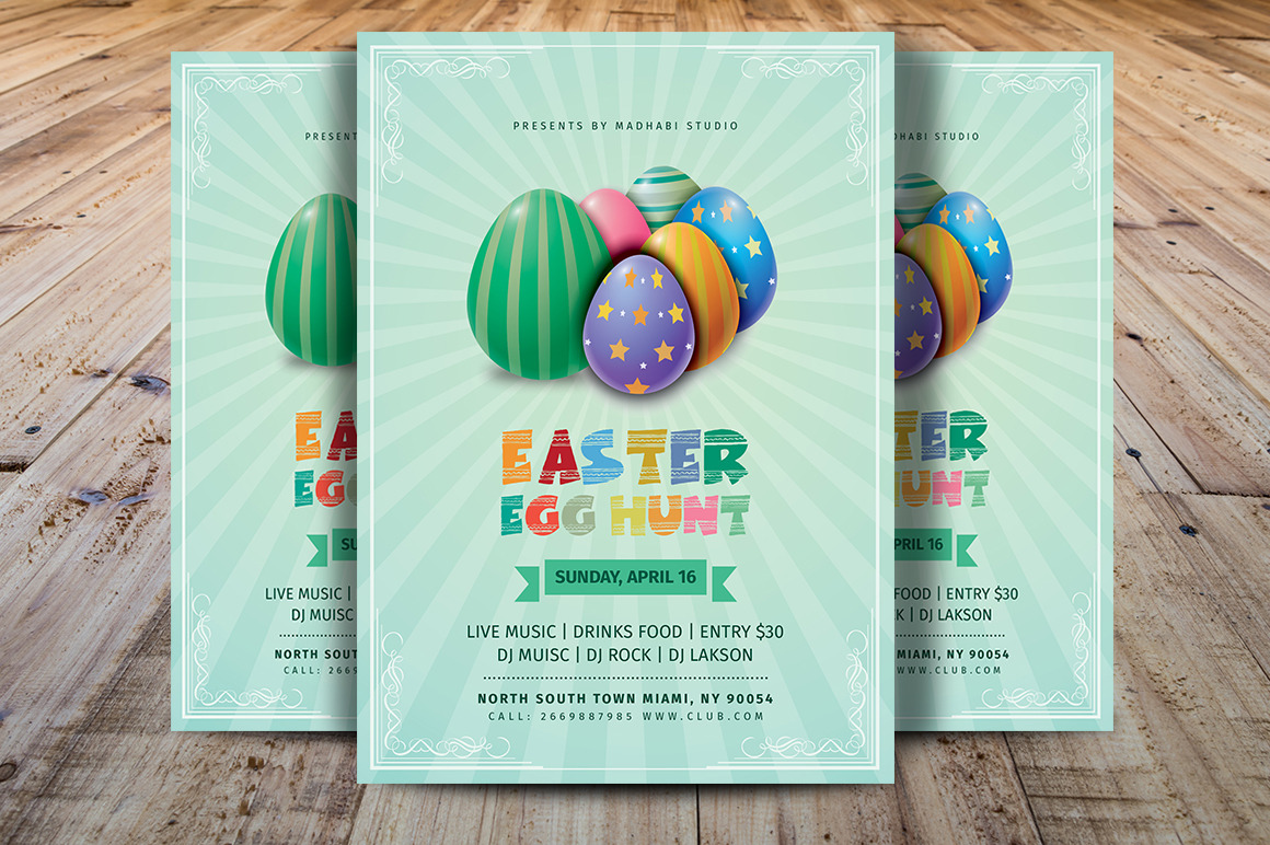 Easter Egg Hunt Flyer Template, a Flyer Template by Madhabi Studio