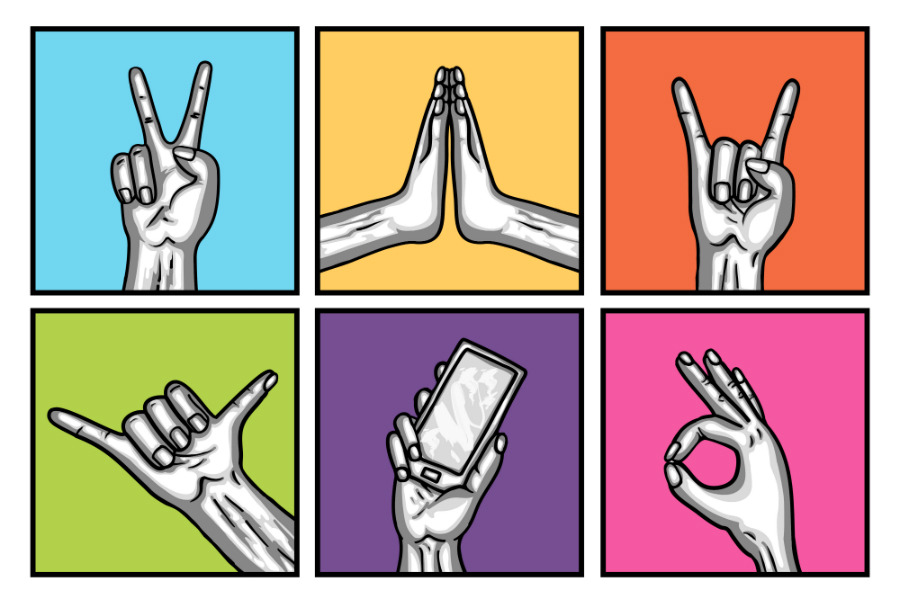 Six Trendy Gestures Hands | Illustrations ~ Creative Market