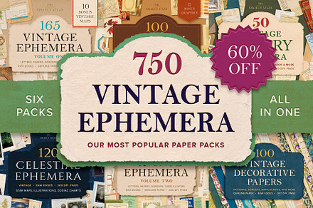 165 Vintage Paper Ephemera Vol. 1, an Object Graphic by The Object Atlas