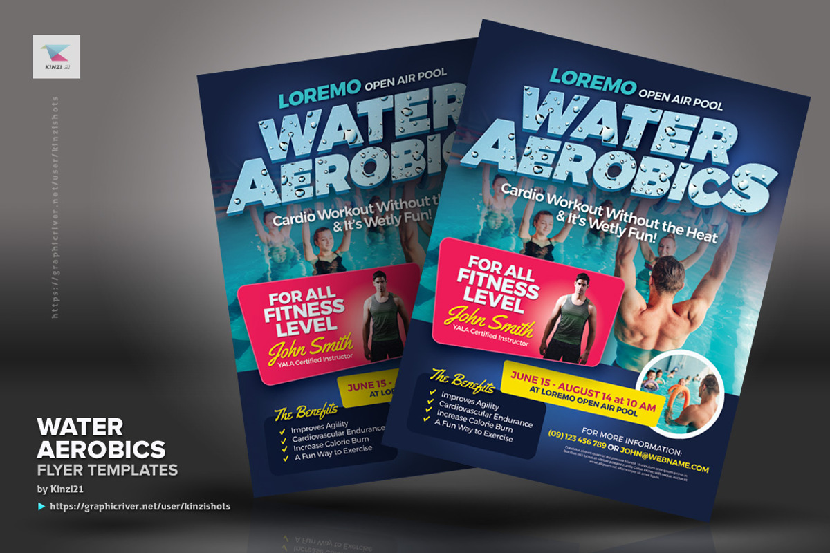Water Aerobics Flyer Templates, a Flyer Template by kinzi21