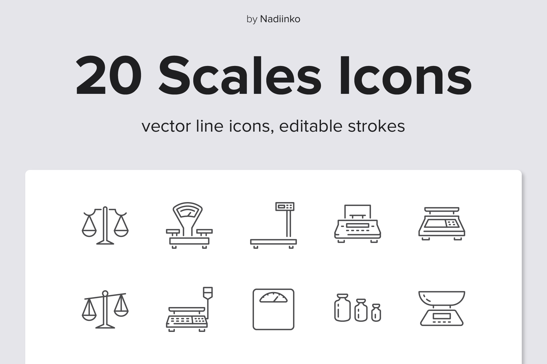 Scales Line Icons, an Outline Icon by Nadiinko