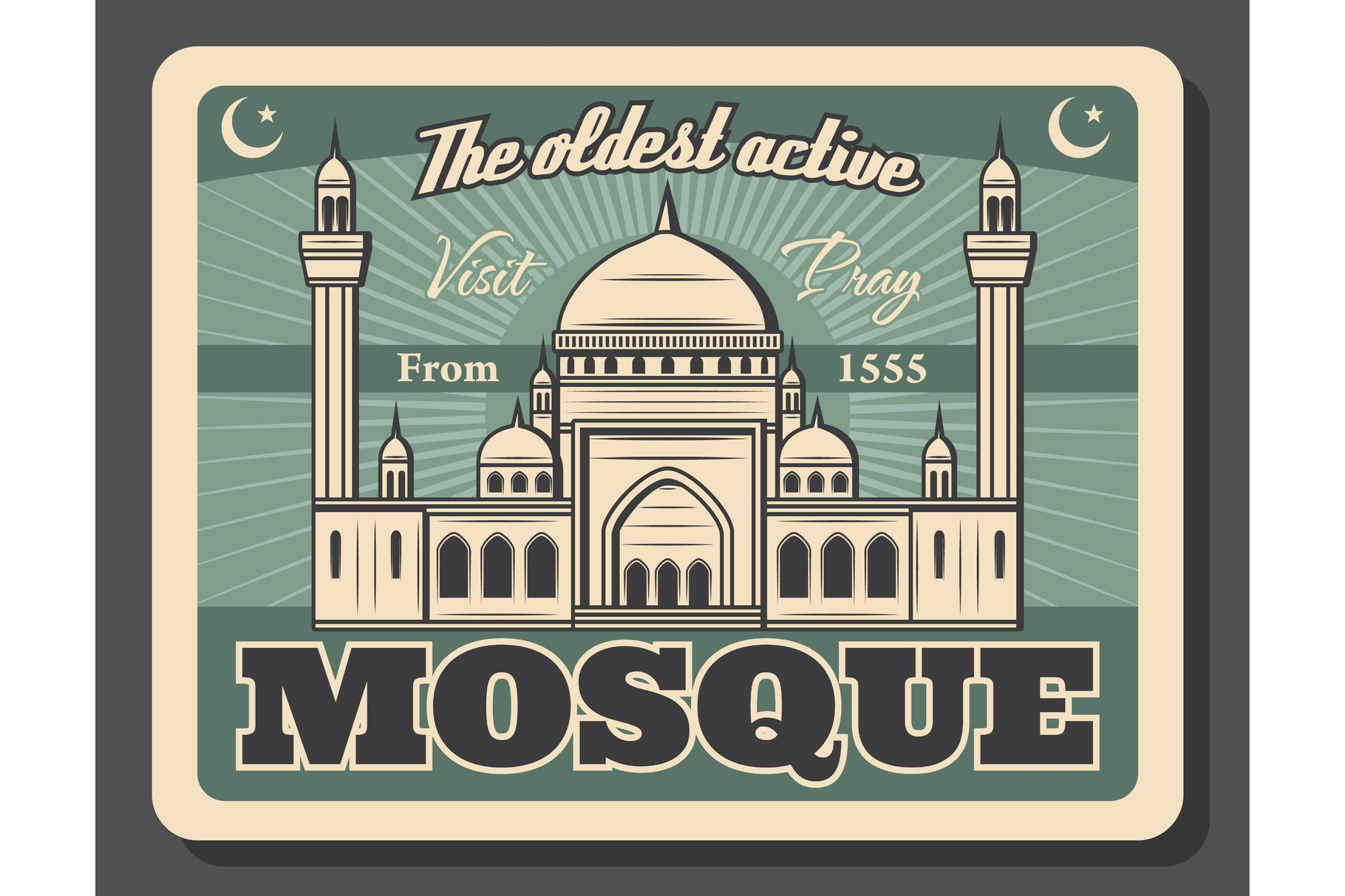 Islam religious poster Muslim mosque, an Illustration by Vector Tradition