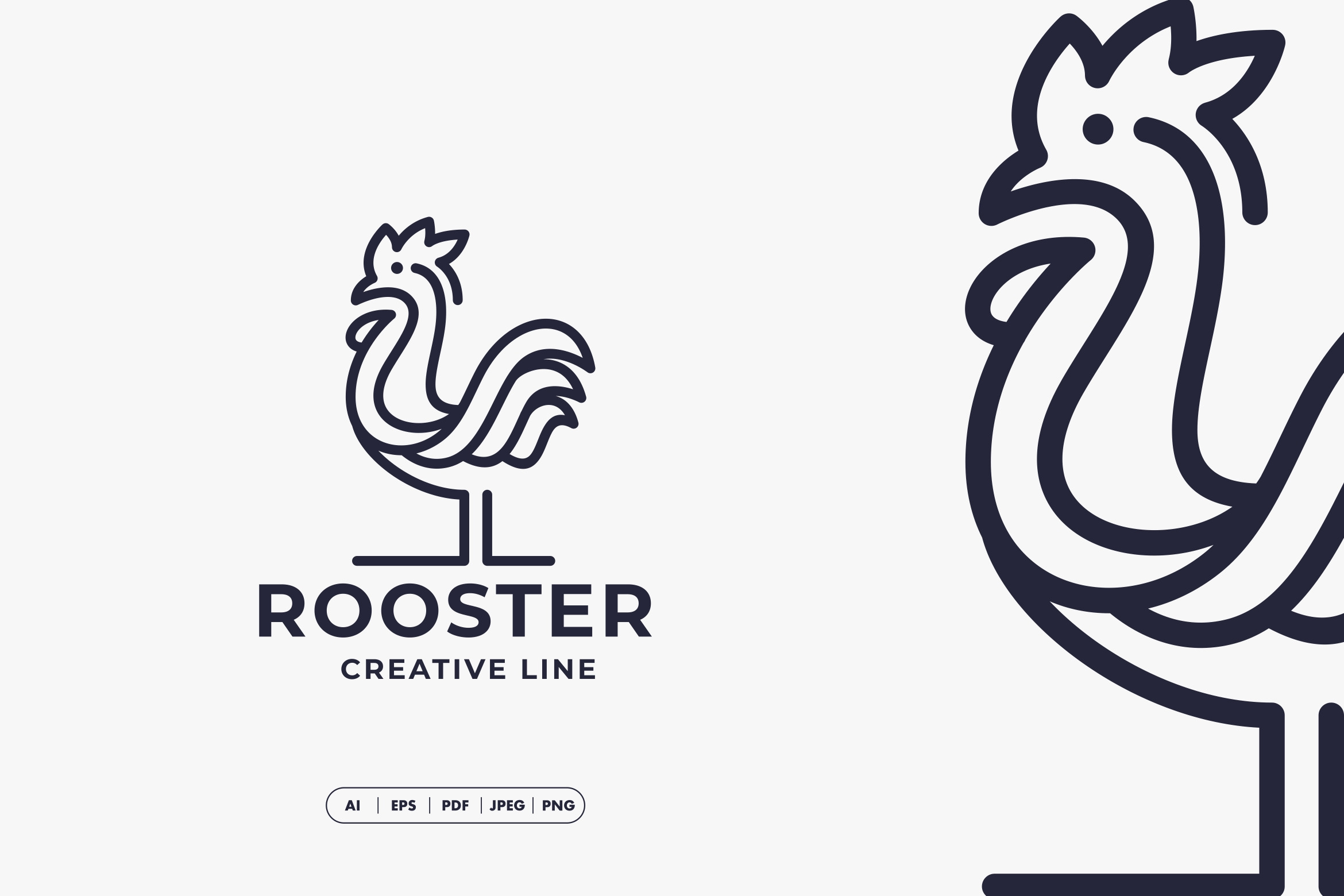 Rooster Simple Line Logo Template, a Branding & Logo Template by EndR_ID
