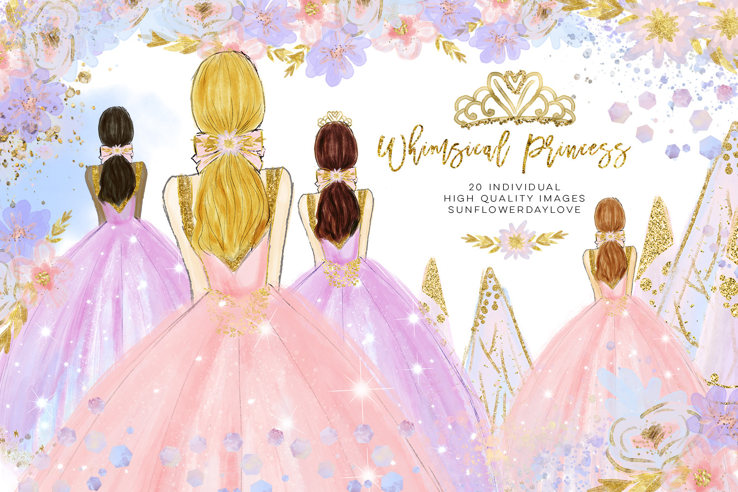 winter princess clip art, an Illustration by Sunflower Day Love