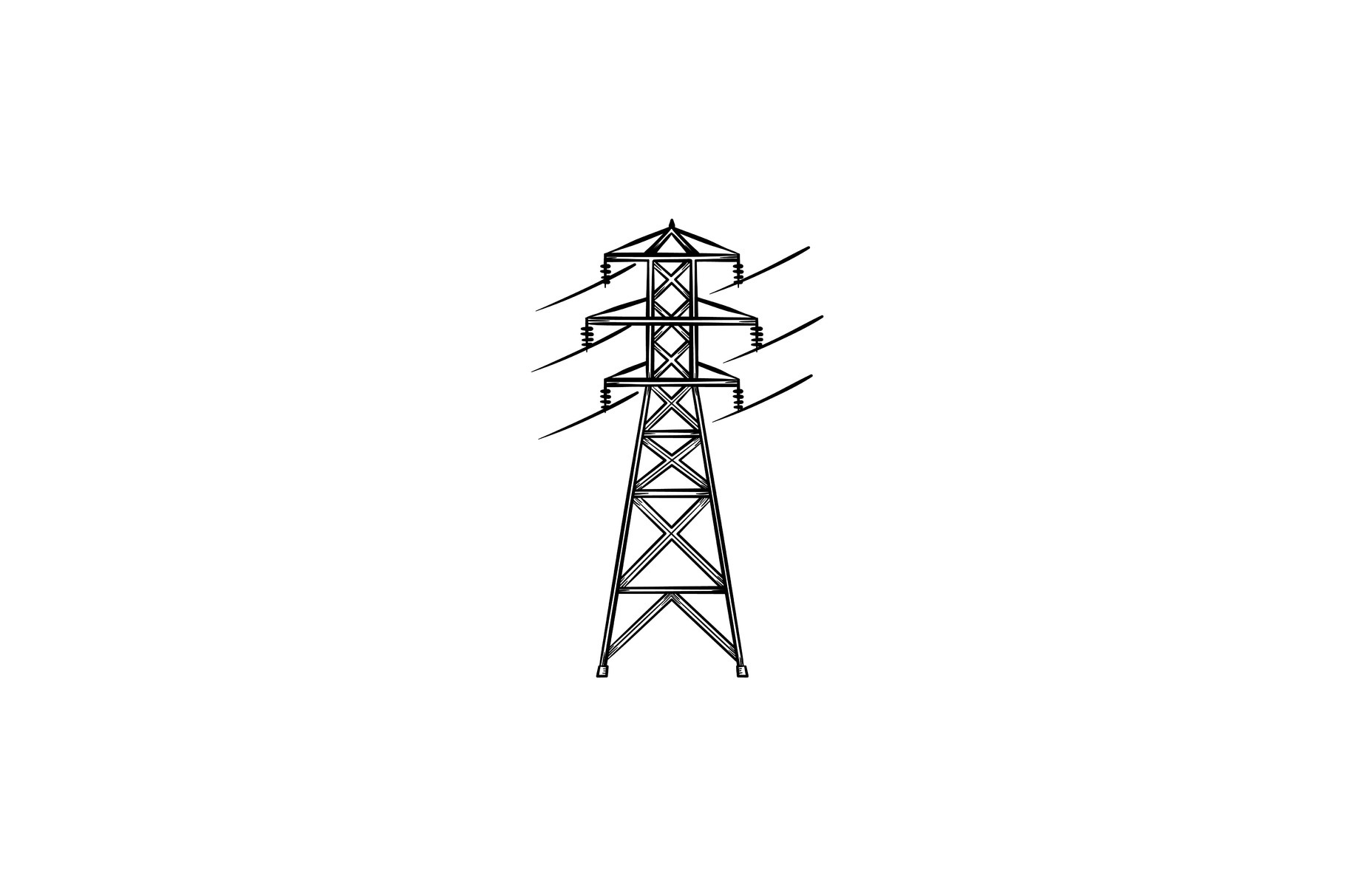 Electrical power line hand drawn outline doodle icon., a Technology ...