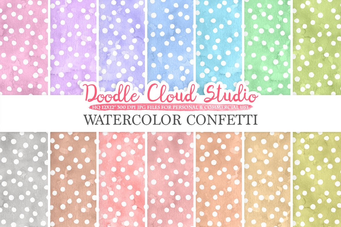 Watercolor Confetti digital paper, a Pattern Graphic by Doodle Cloud Studio