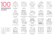 100 Insurance Line Icons, an Icon by Graphue