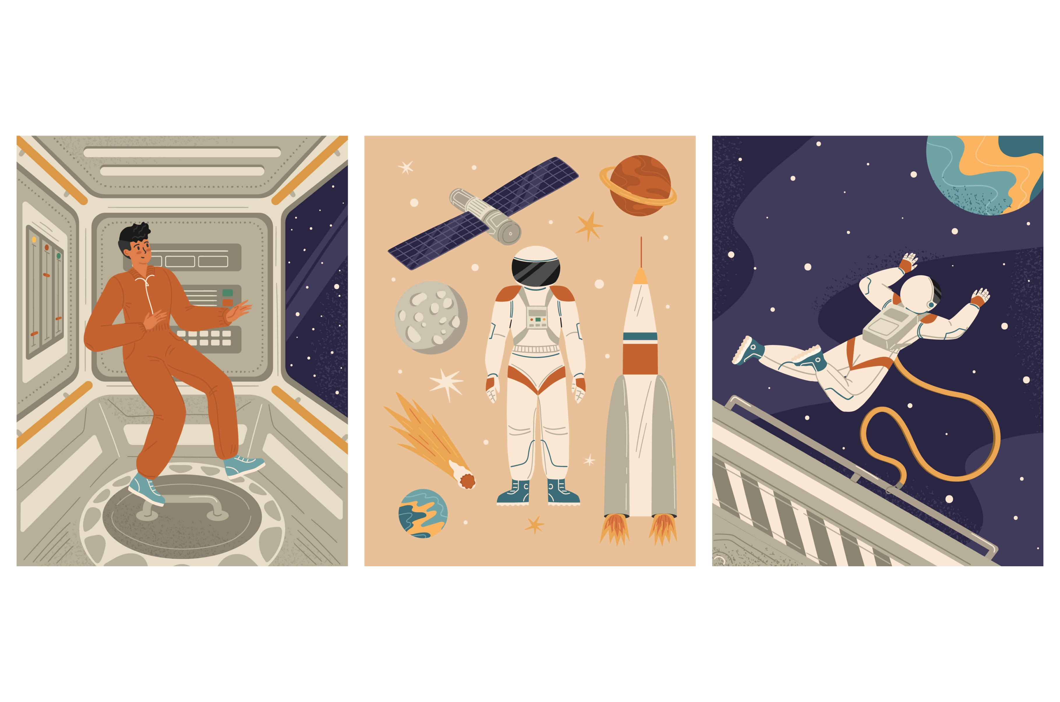 Astronaut in space card template, an Illustration by vectorpointstudio