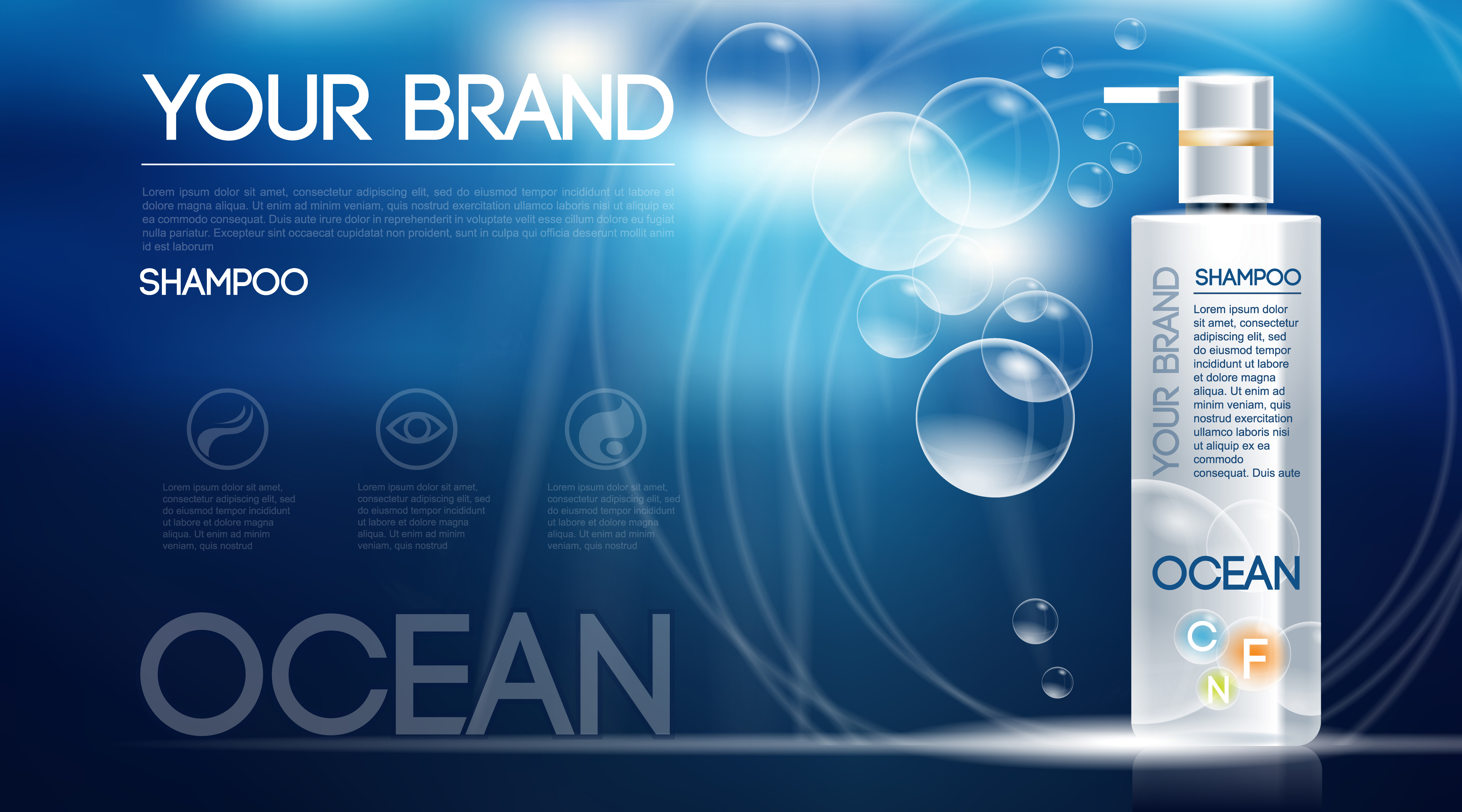 Vector silver blue shampoo mockup, a Cups & Container Mockup by frimufilms